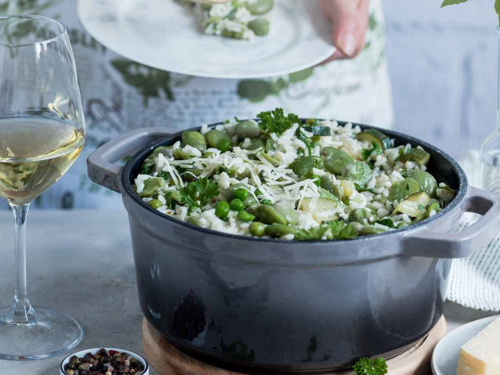 Recette - Risotto vert aux fèves et petits pois